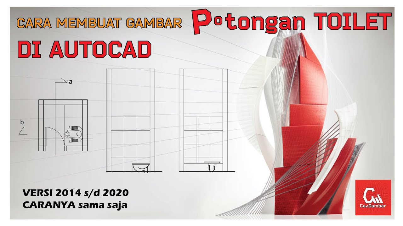 Cara MEMBUAT POTONGAN Di AUTOCAD Tutorial Cara Menggambar Toilet