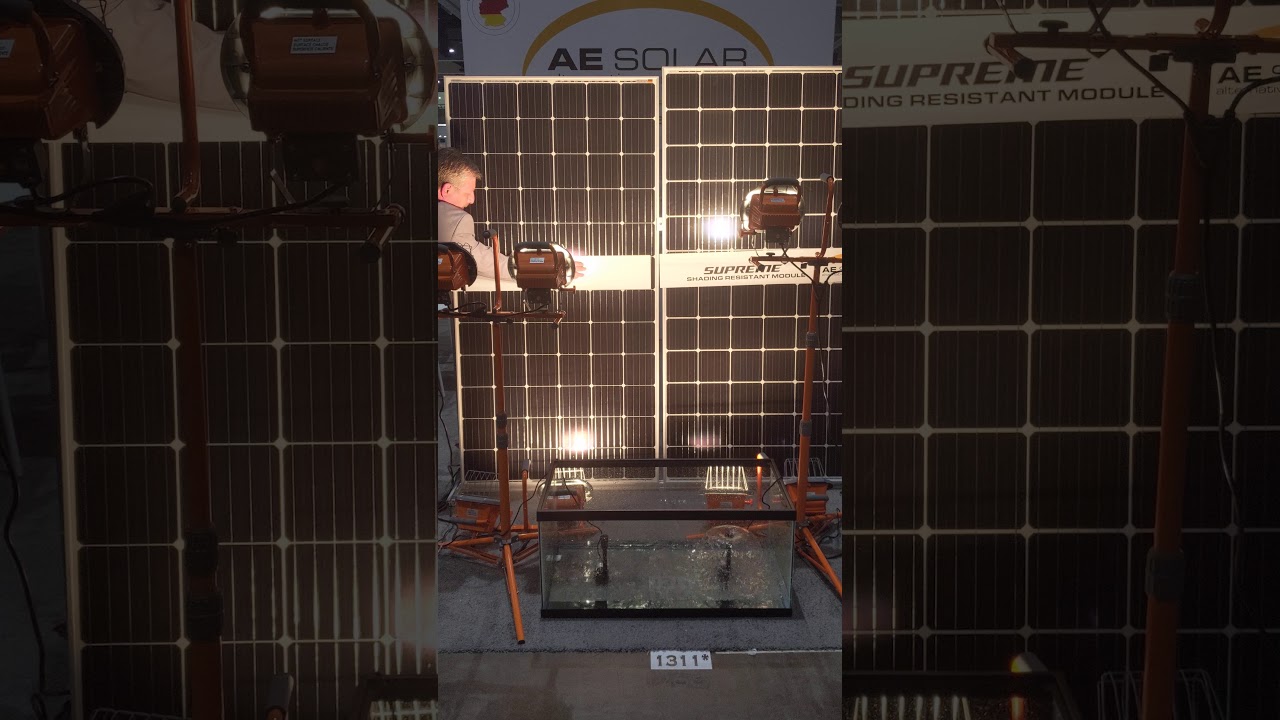 AE Solar's "hot spot" free solar module on the right. Blocking the ...
