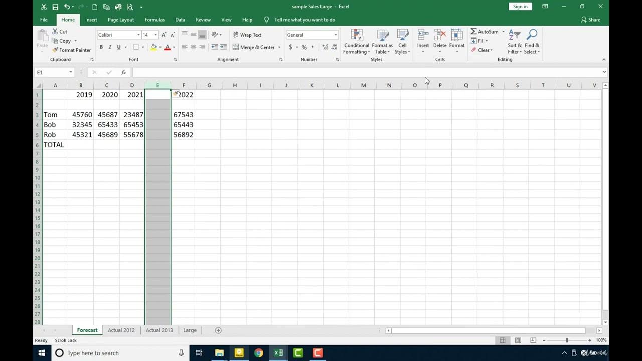 Inserting Rows Columns and Deleting Cells - YouTube
