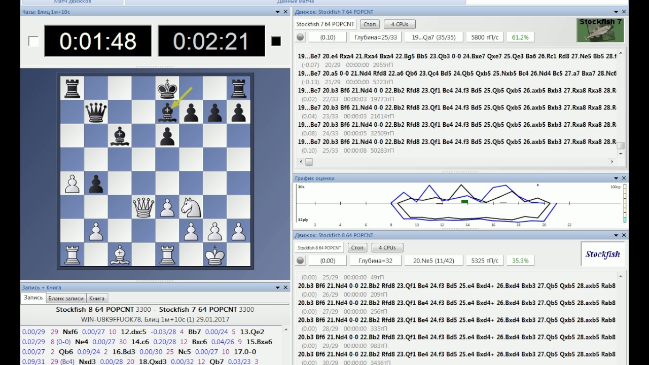 Компьютерные шахматы: Stockfish 8 v Stockfish 7 - YouTube