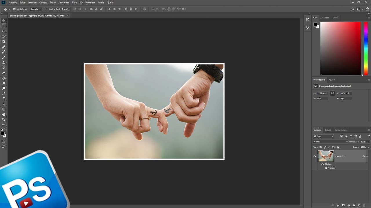 Como fazer borda em uma imagem aplicando estilo de camada no Photoshop ...