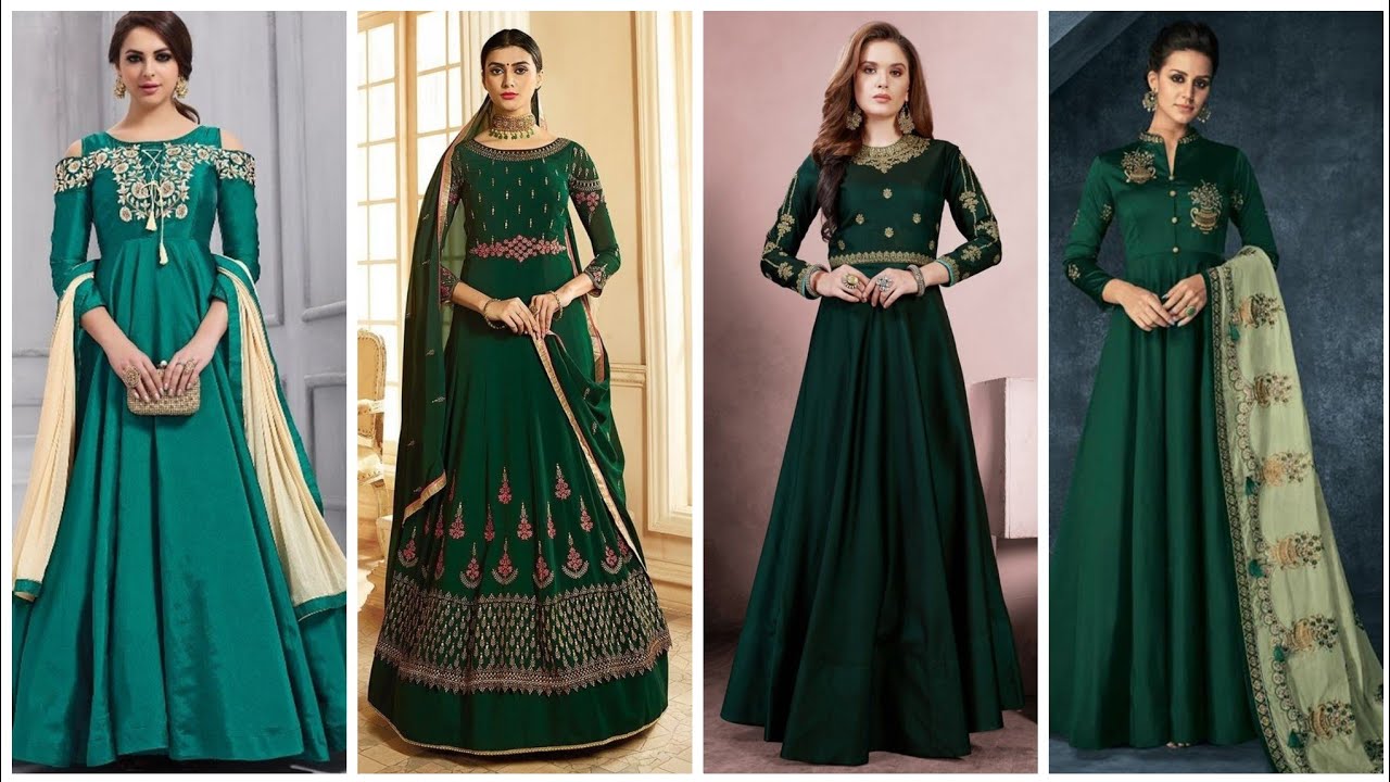 Green colour combination dresses designs stitching idea's - YouTube
