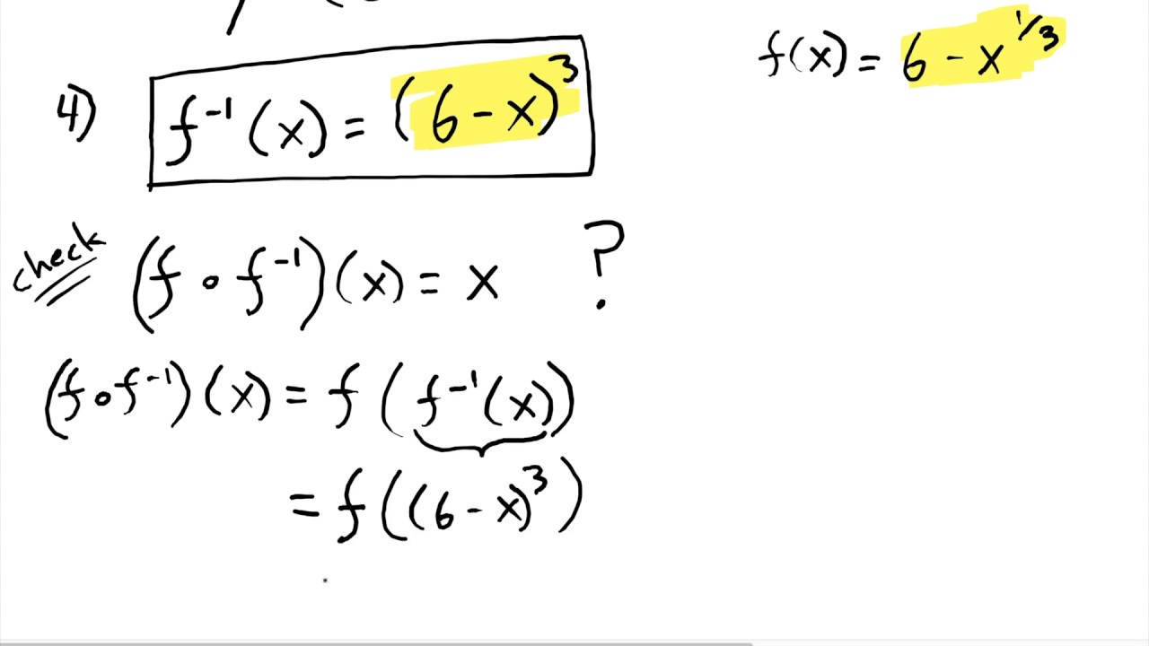 Find The Inverse Function Of F x 6 x 1 3 YouTube Find The Inverse Function Of F x 6 x 1 3 YouTube