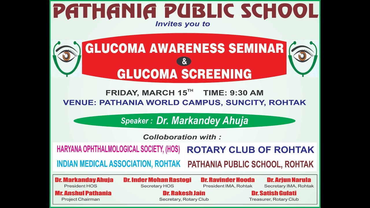 Pathania Public School hosts seminar about Glaucoma Awareness under ...