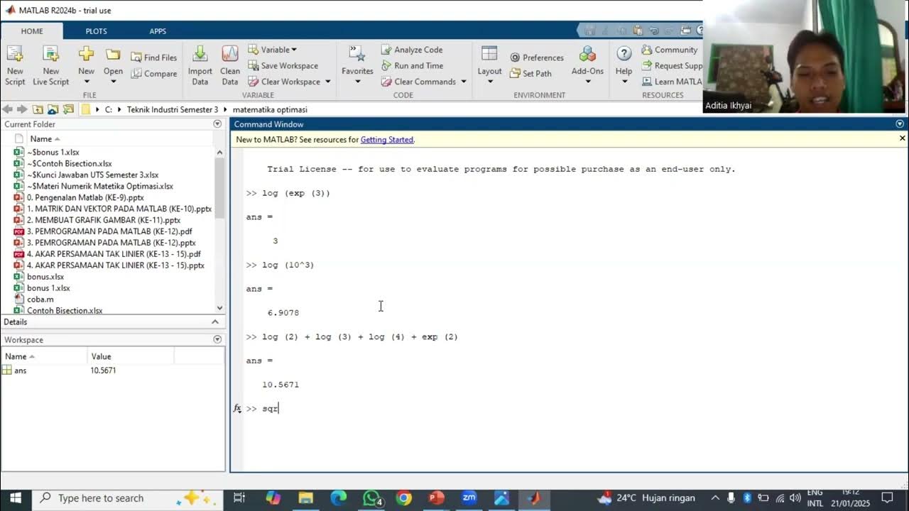 Pengoperasian Matlab | Sintaksis Sederhana | UAS Soal 1 - YouTube