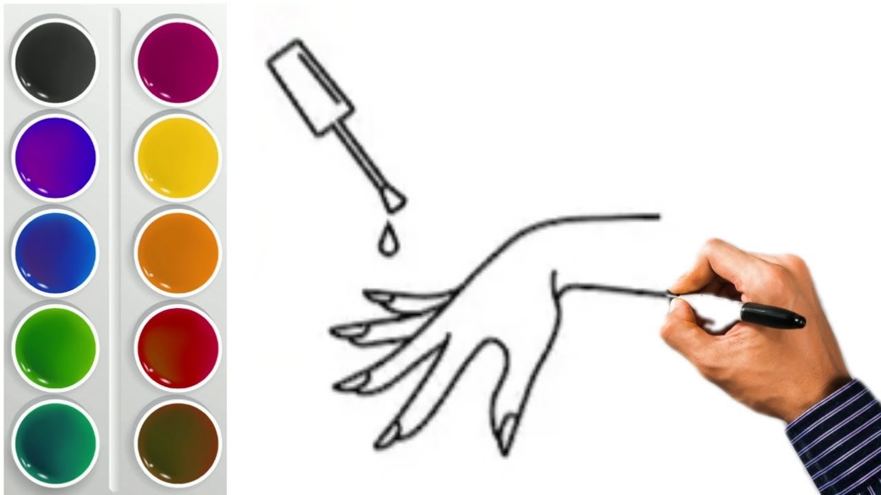 How to draw a Nail polish 💅🏻 , Easy Hand Drawing , How to Draw Hand ...