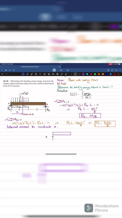 Bending strain energy stored in simply supported beam | Mechanics of materials # ...