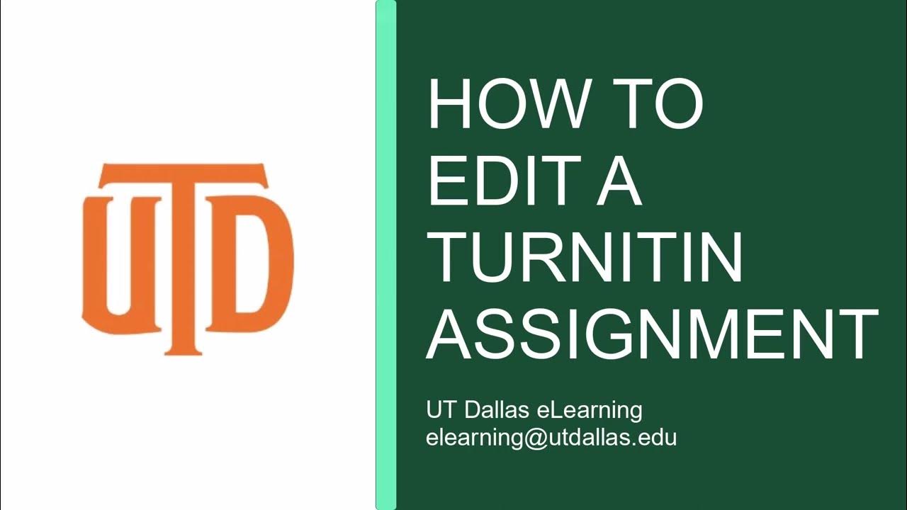 How to Edit a Turnitin Assignment - YouTube