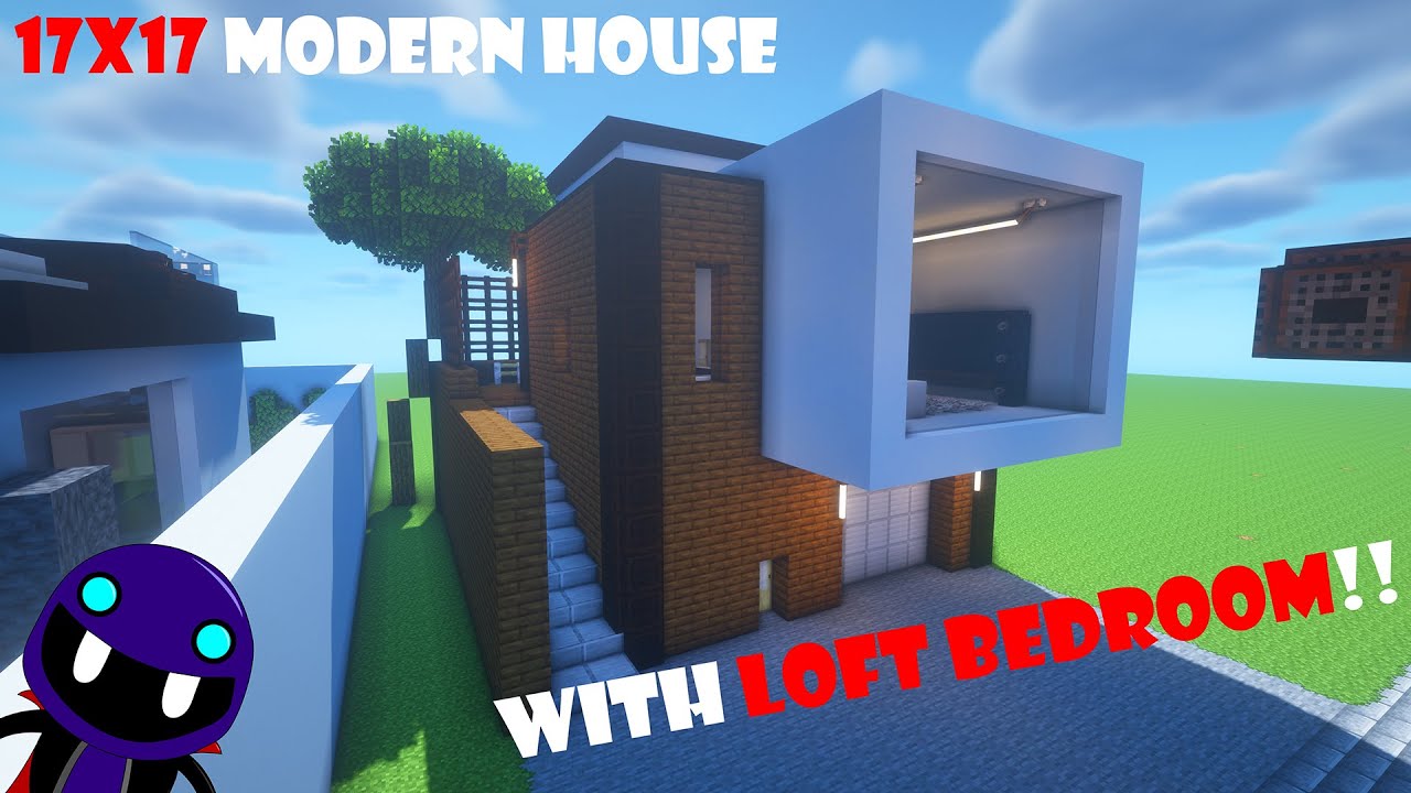 [Minecraft] 17x17 Modern House With Loft Bedroom | Interior Designer ...