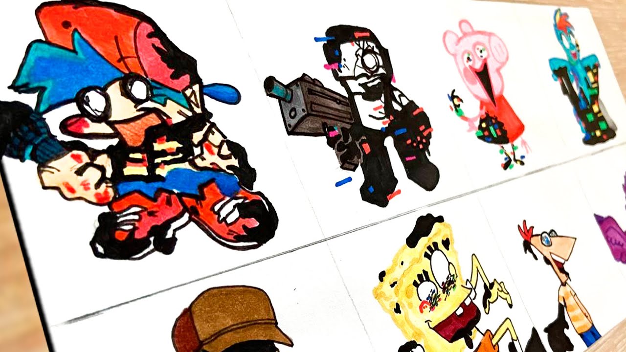 Drawing FNF(Friday Night Funkin) - Pibby, Corrupted Peppa Pig ...