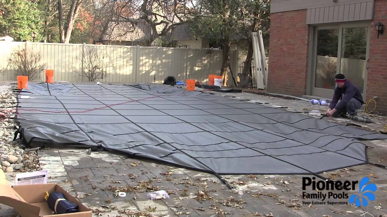 Inground Safety Cover Installation from Pioneer Family Pools - YouTube