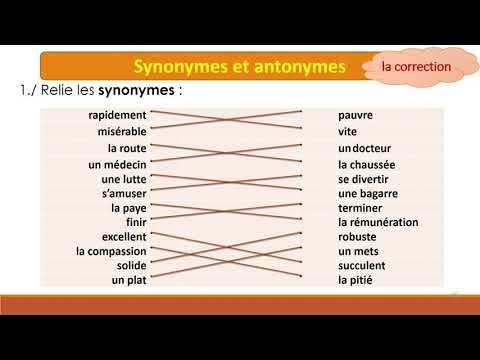 les synonymes et les antonymes des mots exercices avec la correction ...