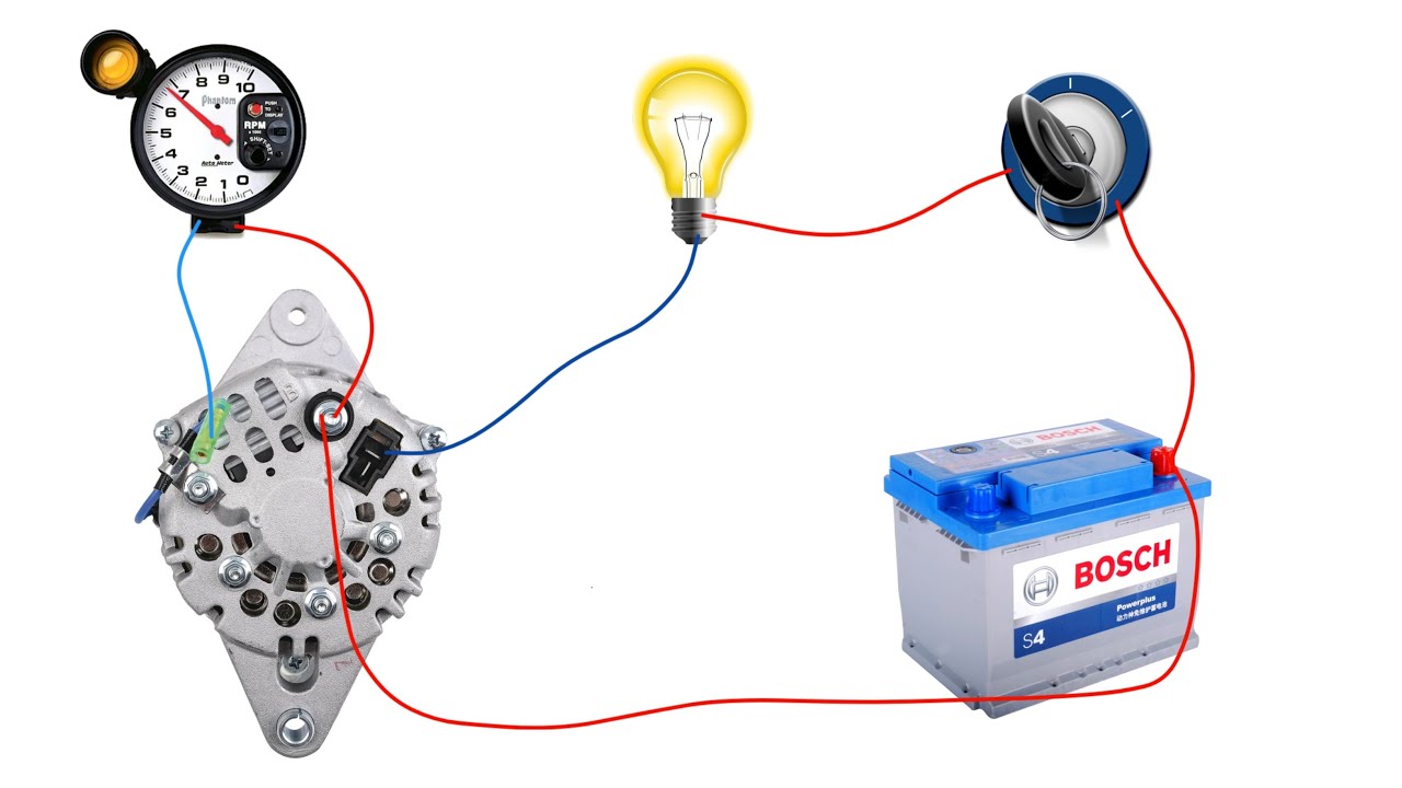 How to Wire Car Alternator With Tachometer | Car Alternator Wiring Diagram - YouTube