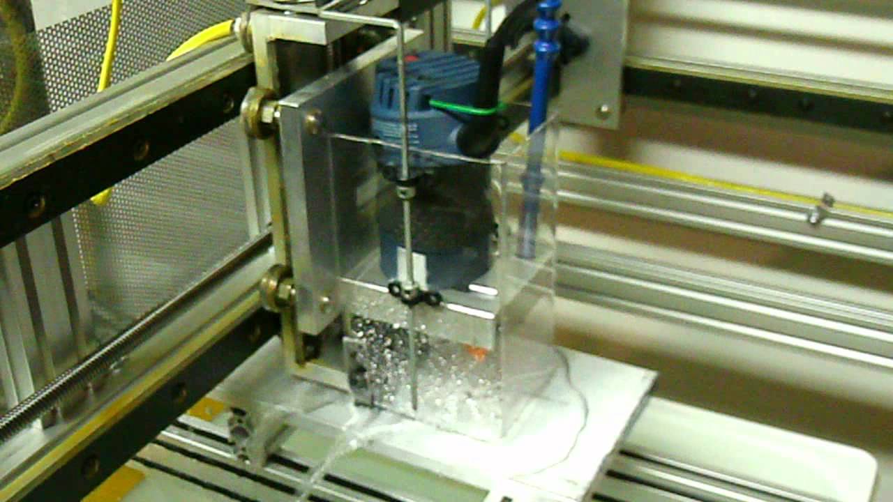 Prometheus CNC, flood cooling, splash control - YouTube