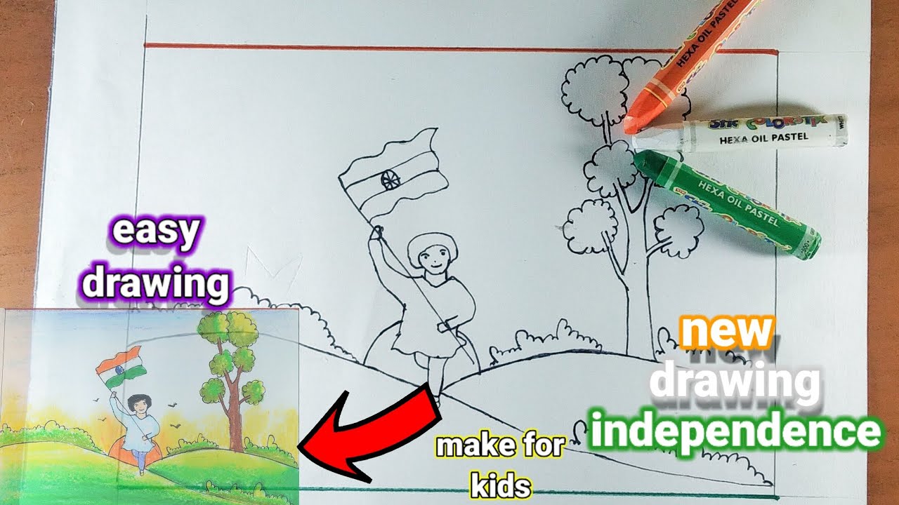 How to Draw Easy Scenery of Independence Day Step by Step ll ...