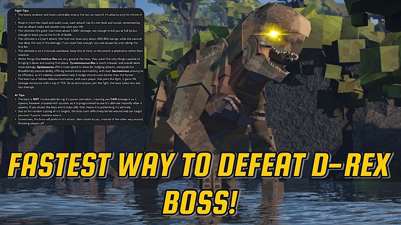 FASTEST WAY TO DEFEAT D-REX BOSS REBIRTH UPDATE! | Jurassic Blocky ...