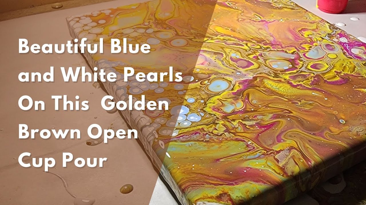 Open Cup Acrylic Pour Art | Beautiful and Blue and White Pearls On This ...