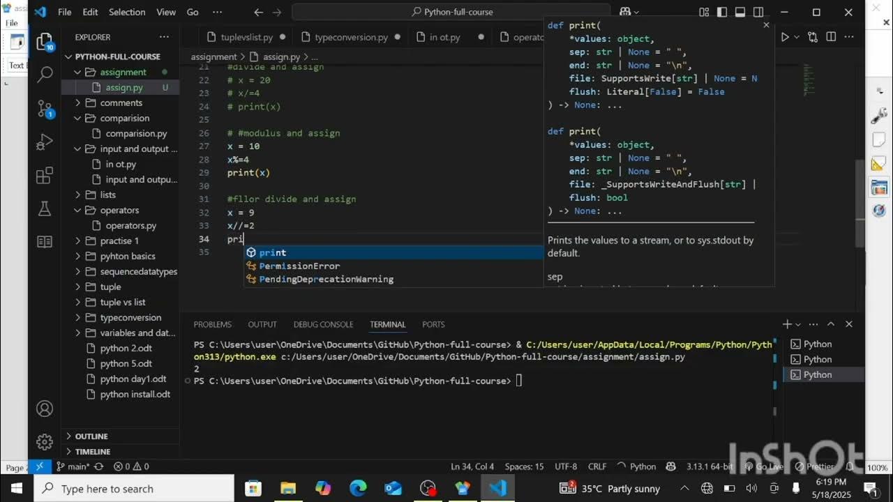 What are assignment operator's in python with practical examples and ...