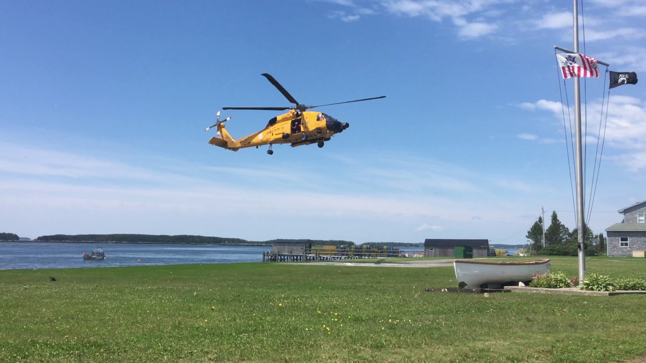 Coast Guard HH-60 Jayhawk Helicopter Landing - YouTube