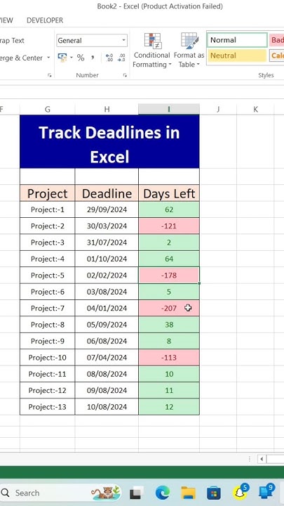 Calculate Project Deadlines in Excel: Essential Formulas You Need to Know #excel - YouTube