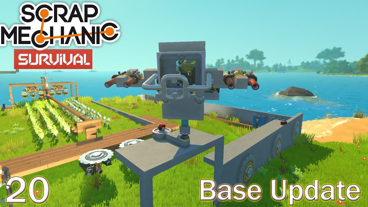Base Tour & Defense Turret Upgrade | Scrap Mechanic Survival - YouTube