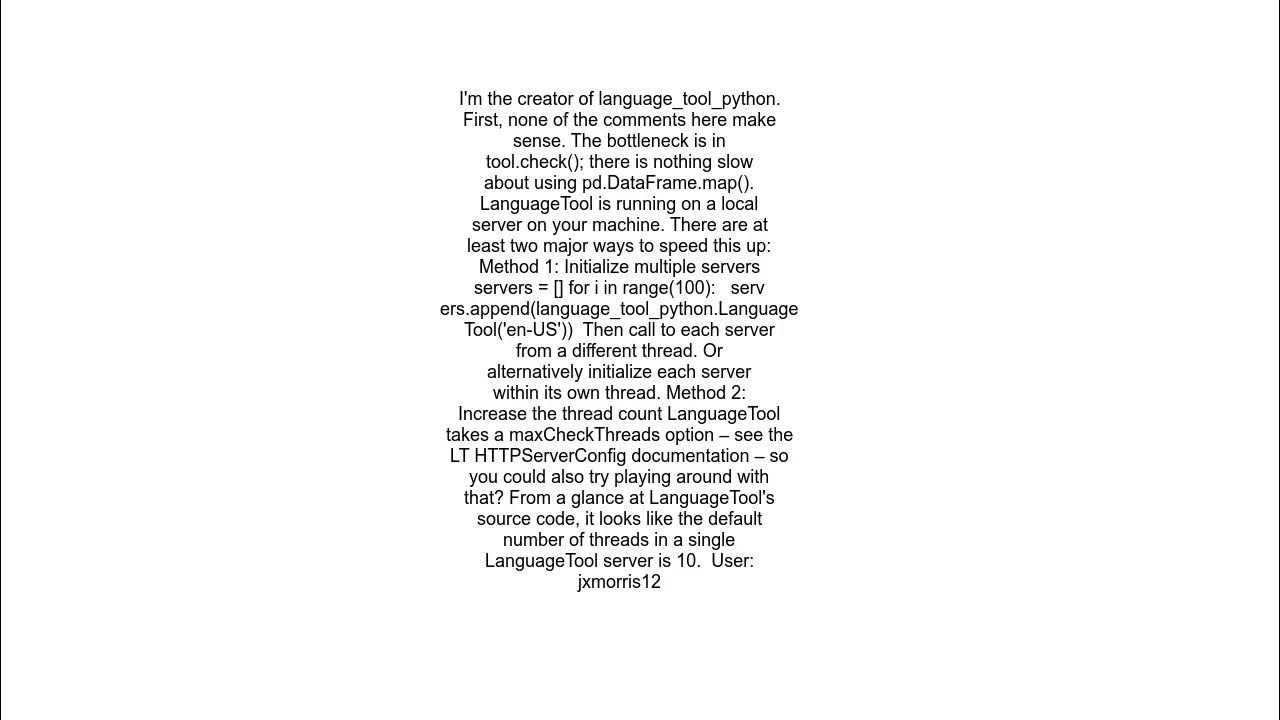 How to speed up language tool python library use case - YouTube