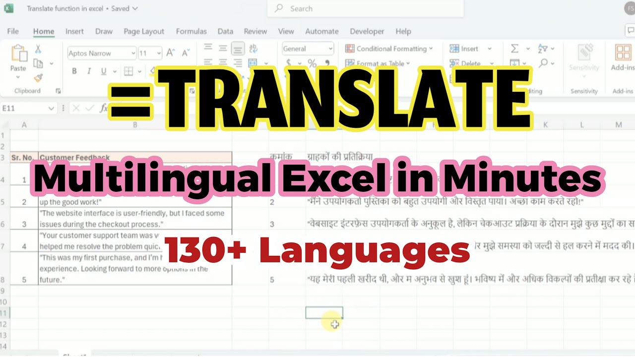 Excel Translate Function Tutorial: Create language dropdown & XLOOKUP ...