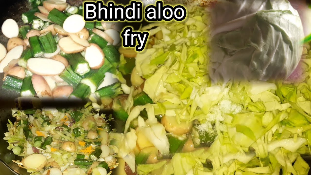 Patta kobhi aur bhindi bhaji !!! allu patta kobhi fry !! Bhindi with ...