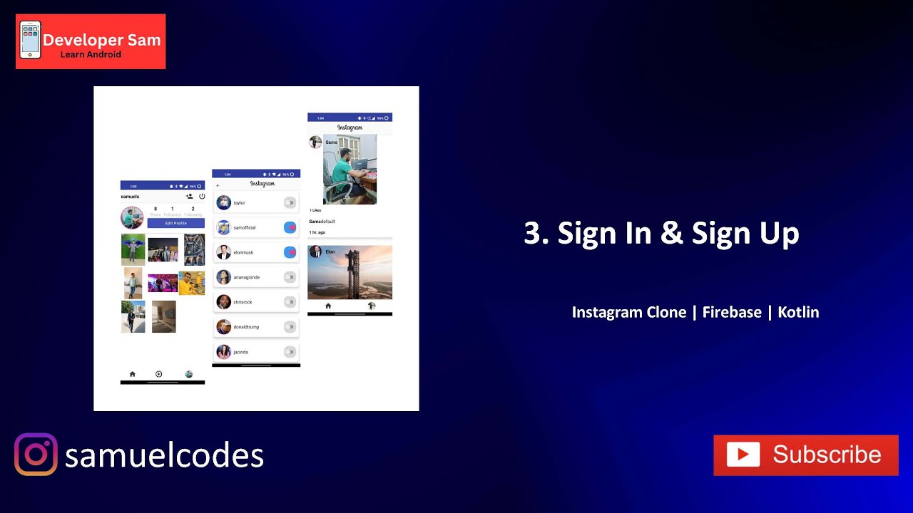 3. Sign In & Sign Up |Instagram Clone| Kotlin | MVVM | Firebase | - YouTube