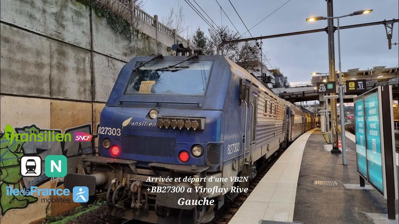 [Transilien SNCF - Ligne N] - BB27300 + VB2N en gare de Viroflay Rive Gauche - YouTube