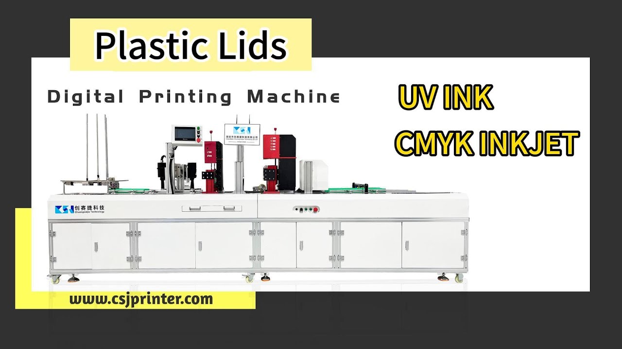 CMYKW 5 color digital printing machine for plastic lids, uv inkjet high ...