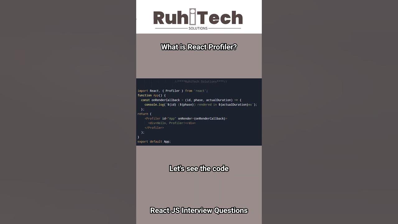 React JS React profiler #reactjsinterviewquestions #reactjstutorial #reactjs #job # - YouTube