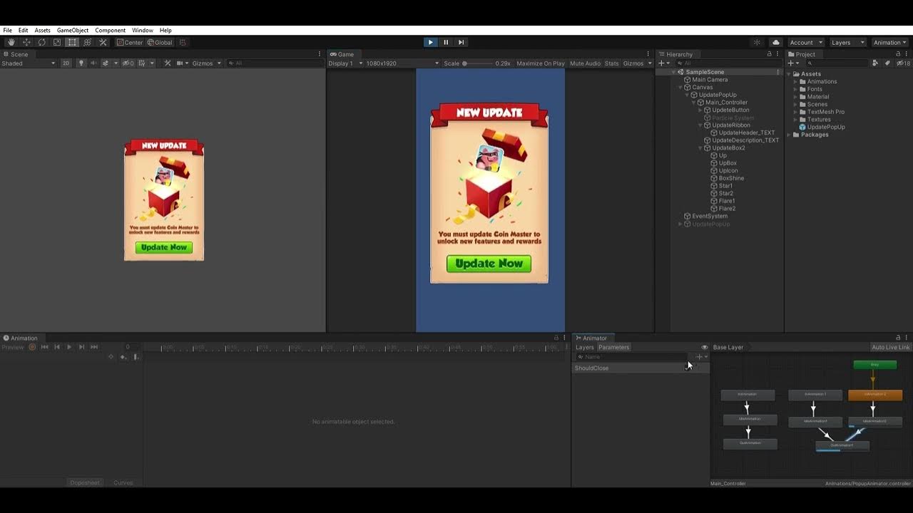 Unity UI PopUp animation - YouTube