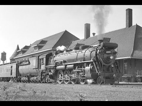 GTW Steam Cabride - 4-8-2 #6037 Pulls a Freight on the South Bend Sub (Circa 1951) - YouTube