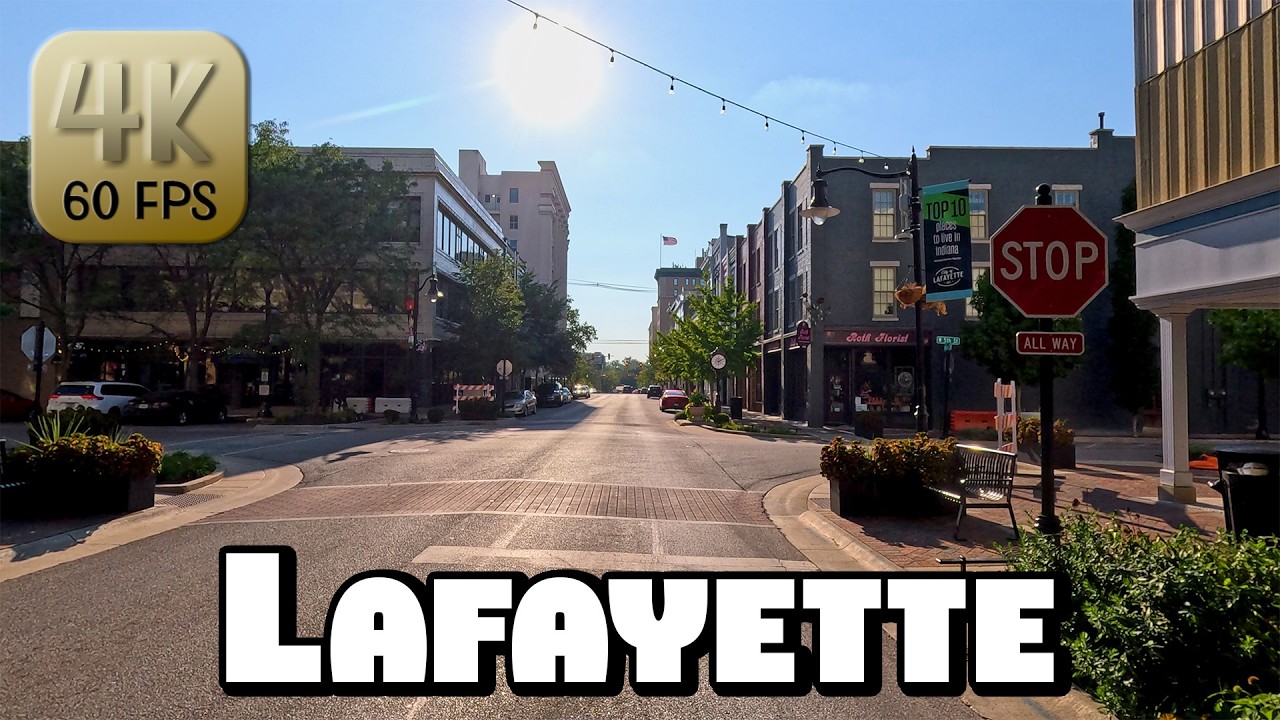 Driving Around Downtown Lafayette, Indiana and Purdue University Campus ...