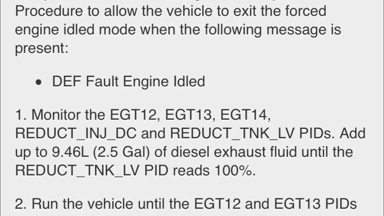 DEF Fault Engine Idled Procedure After Repair - YouTube