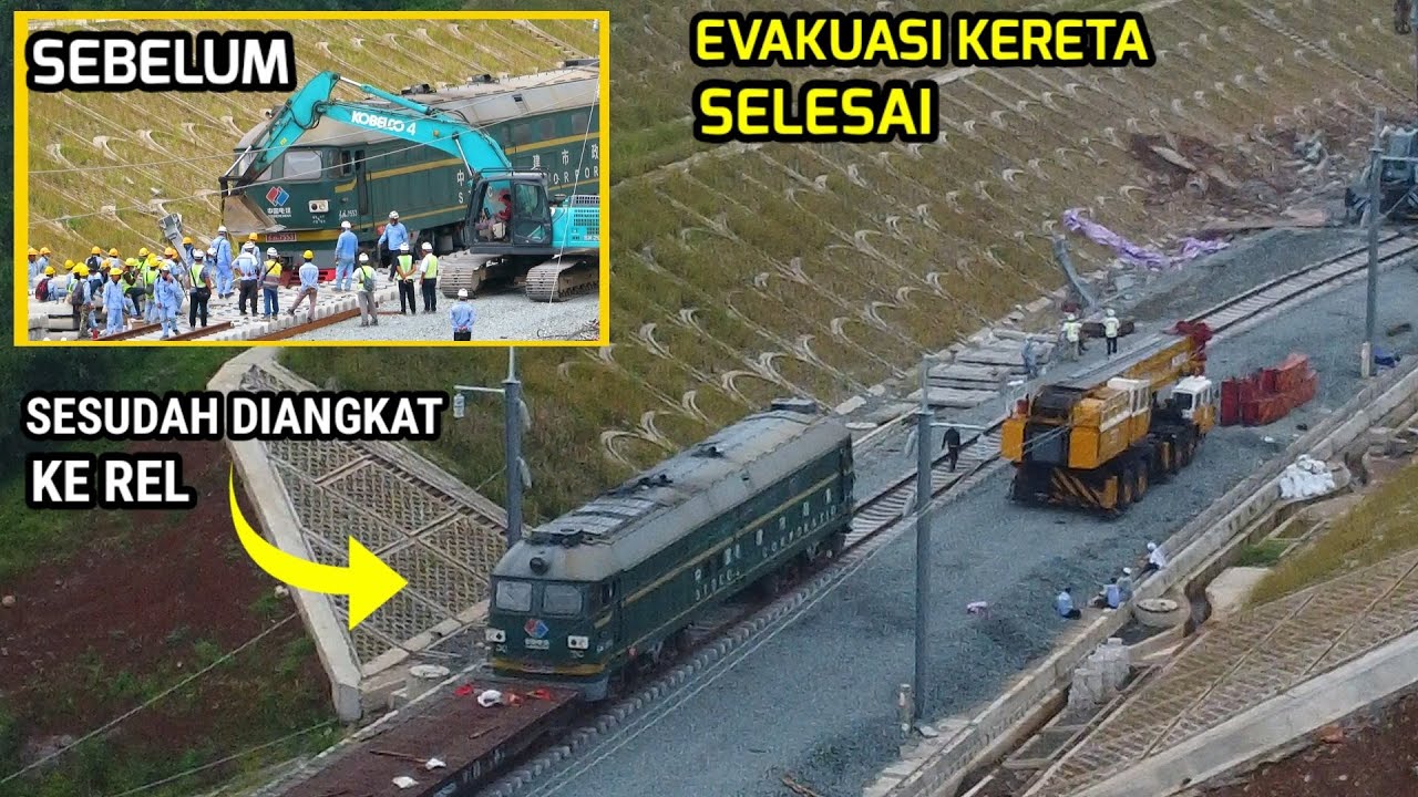 Upaya Evakuasi berhasil angkat Kereta Teknis ke atas rel di jalur ...