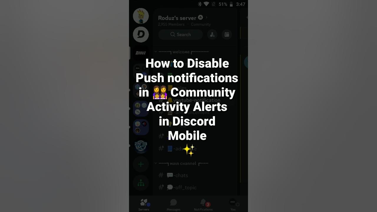 How to Disable Push notifications in 👩‍👩‍👧‍👧 Community Activity Alerts in Discord Mobile #roduz ...