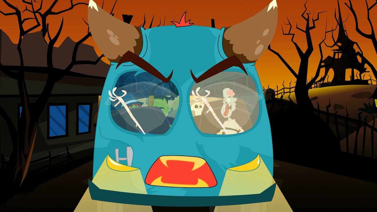 Wheels On The Bus | Halloween Bus | Scary Song | Halloween - YouTube