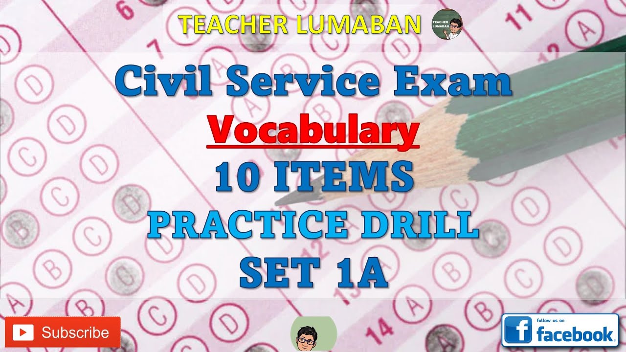 Civil Service Exam- Vocabulary Practice Drill SET 1A - YouTube
