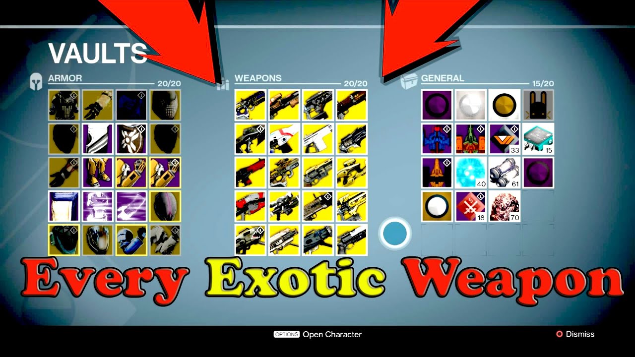 Destiny - All Exotic Weapons In Game - YouTube
