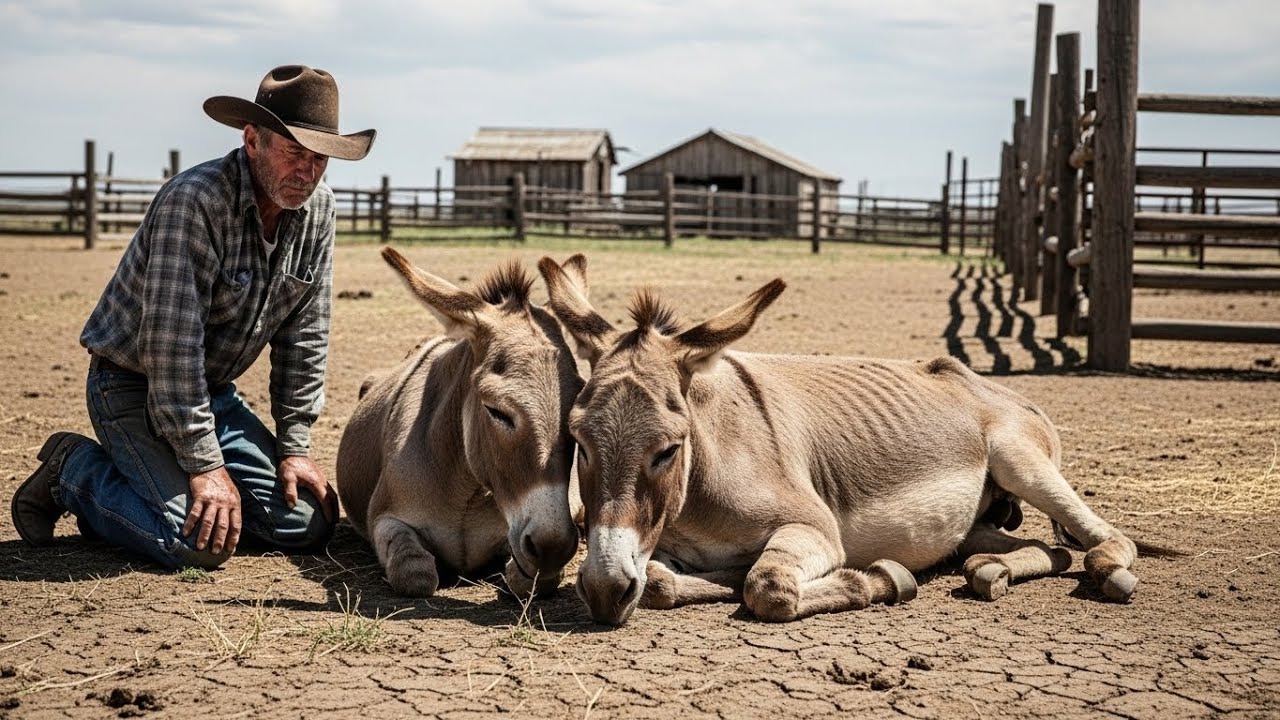 Two Starving Donkeys Looked to the Cowboy for Help — But He Broke Down ...