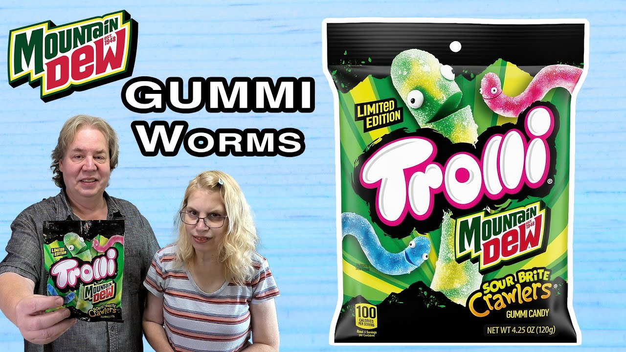Trolli Creates AMAZING Sour Gummy Worm Candy with Mountain Dew? - YouTube