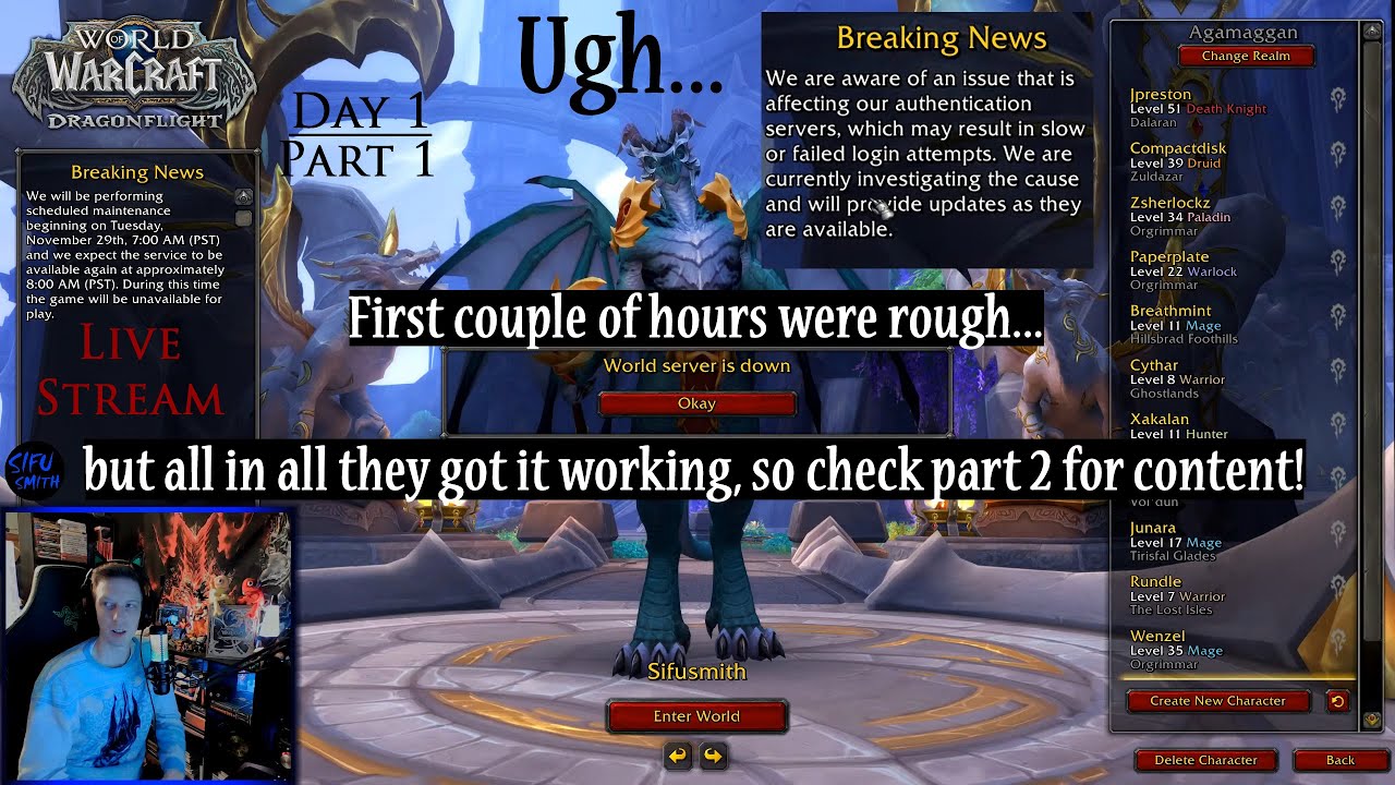 WoW Dragonflight First Few Hours Launch Day - Live Stream (Part 1 ...