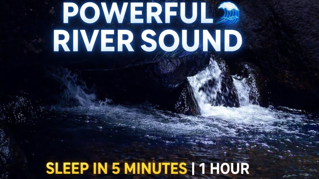 Loud River Flow in Dark Forest 🌙 Natural Water Sounds for Deep Sleep (1 ...