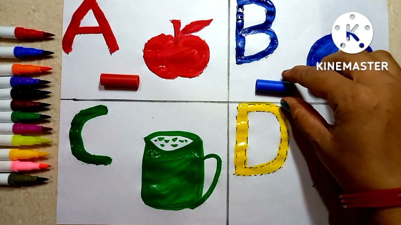 ABCD letters with pictures || ABCD words Writing || - YouTube