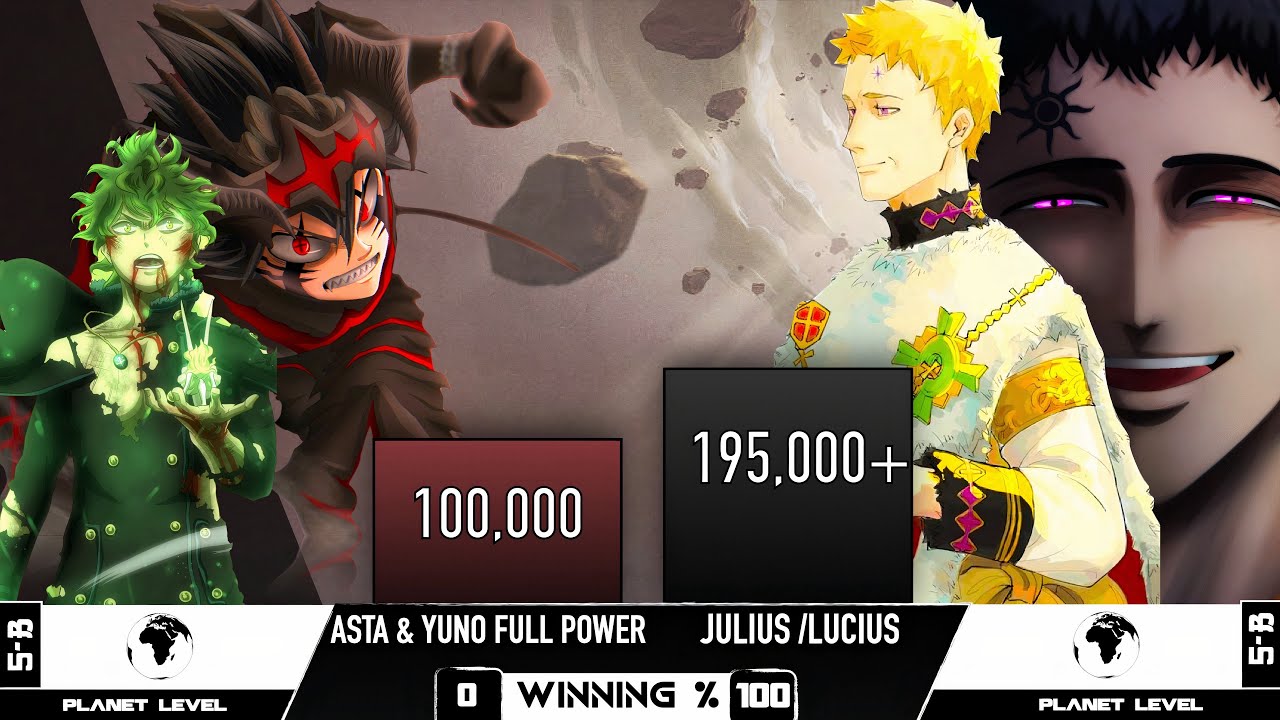 ASTA AND YUNO VS JULIUS POWER LEVELS - Black Clover Power Levels - YouTube