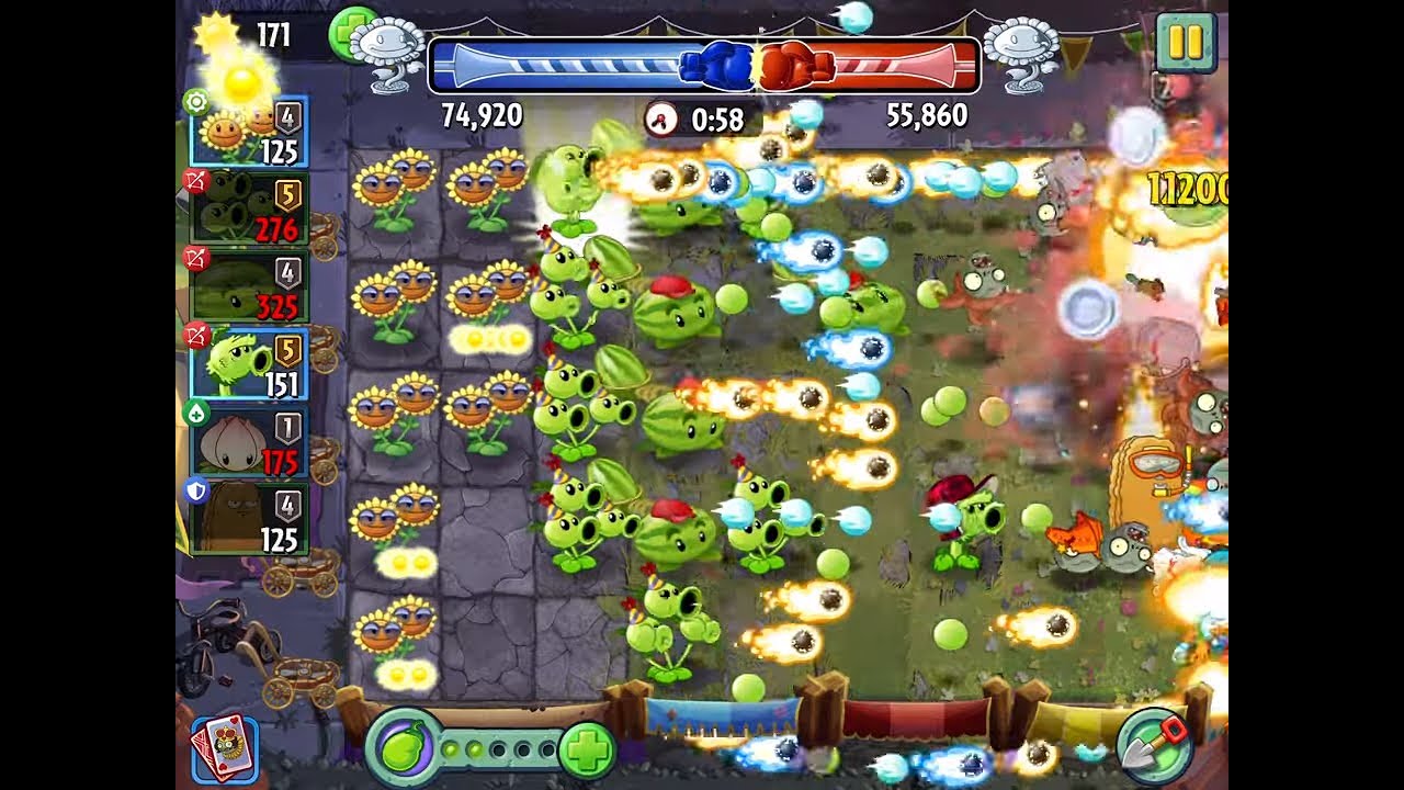 Plants vs. Zombies 2 | Triple Shooter: Three rows of peas break through ...