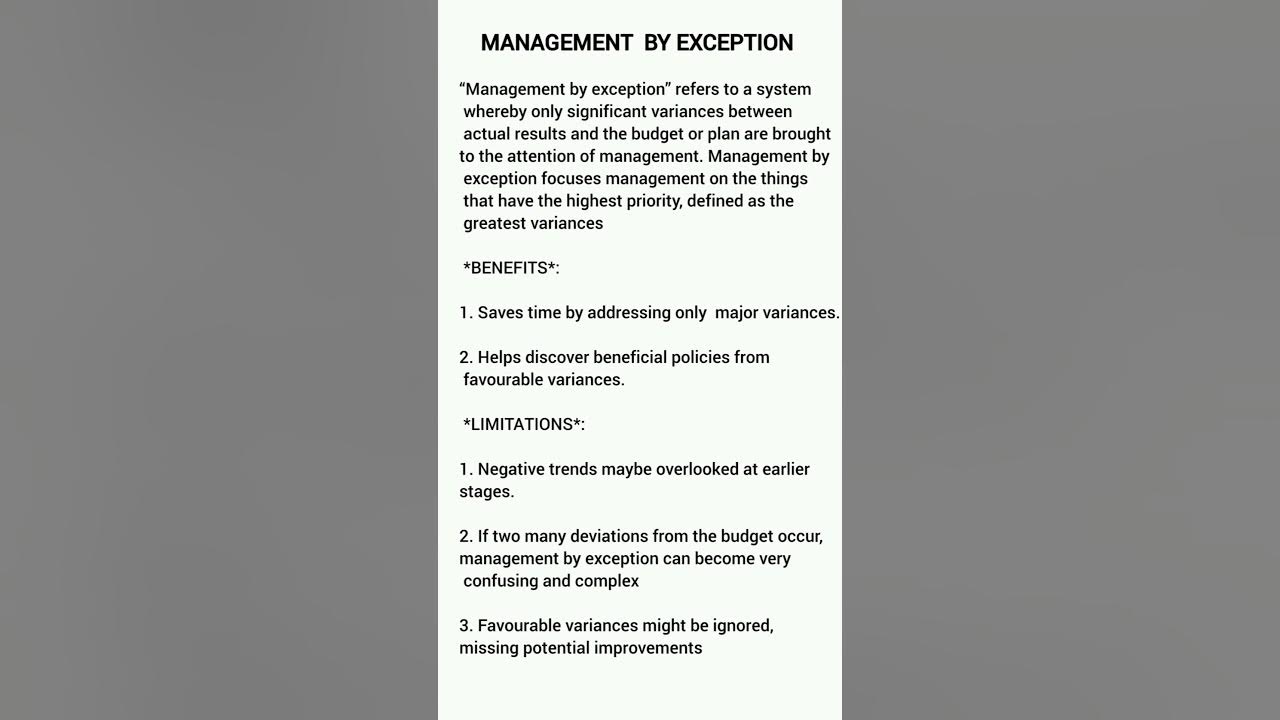 MANAGEMENT BY EXCEPTION| PART 1 | SECTION C| ESSAY #cmausa #part1 #malayalam #essay #shorts ...