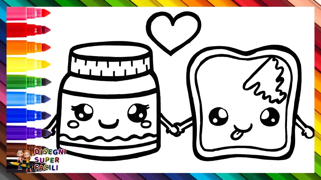 Disegnare E Colorare Un Barattolo Di Nutella Con Una Fetta Di Pane 🍞 ️🍫 ...